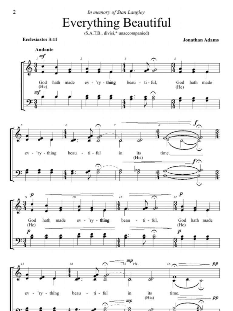 Everything Beautiful: Choral Piece | PDF | Musical Compositions ...