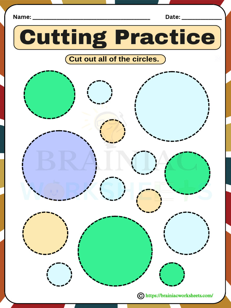Circle Cutting Practice Drawing Worksheet For Class 1 | PDF
