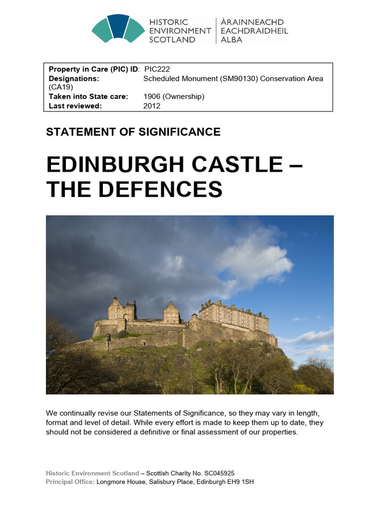 Edinburgh Castle Defences Overview | PDF | Castle