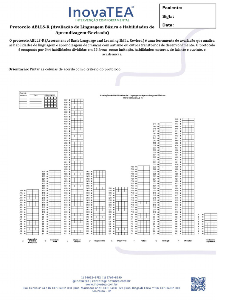 Protocolo ABLLS Grid InovaTEA | PDF