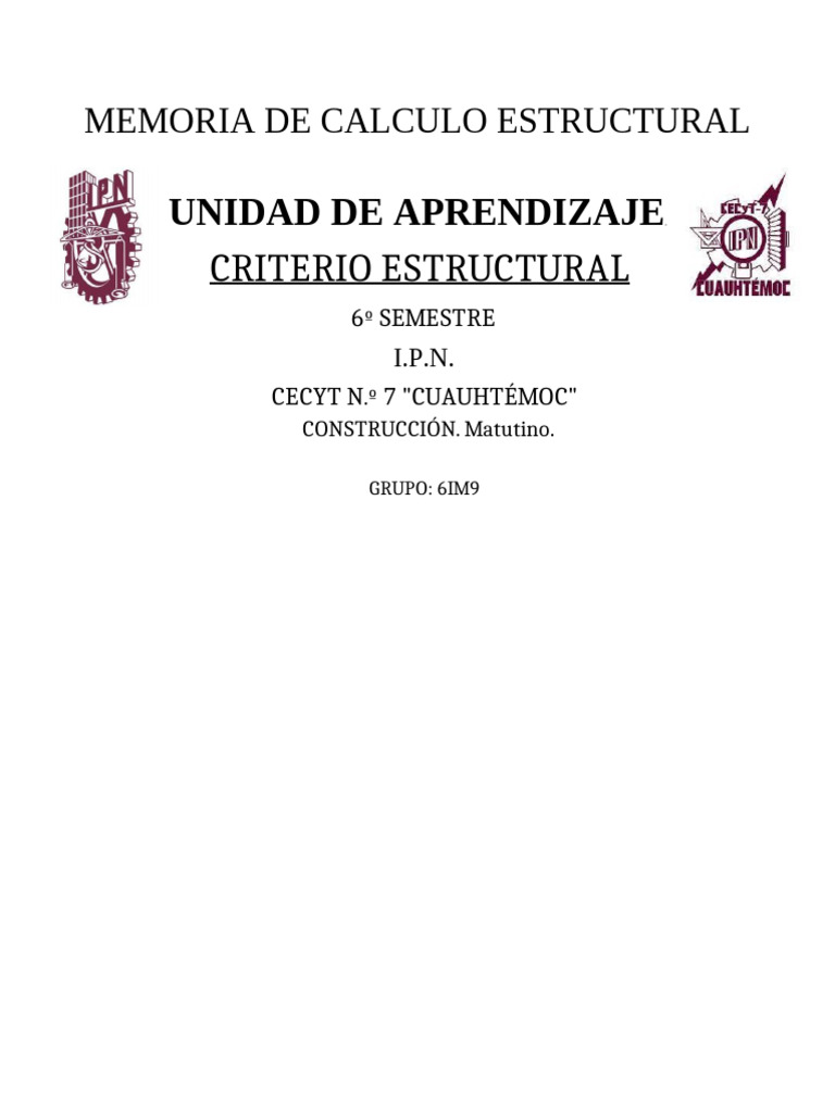 Memoria de Cálculo Estructural Vivienda | PDF | Hormigón | Viga ...