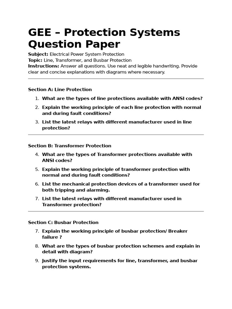 Electrical Power System Protection Exam | PDF