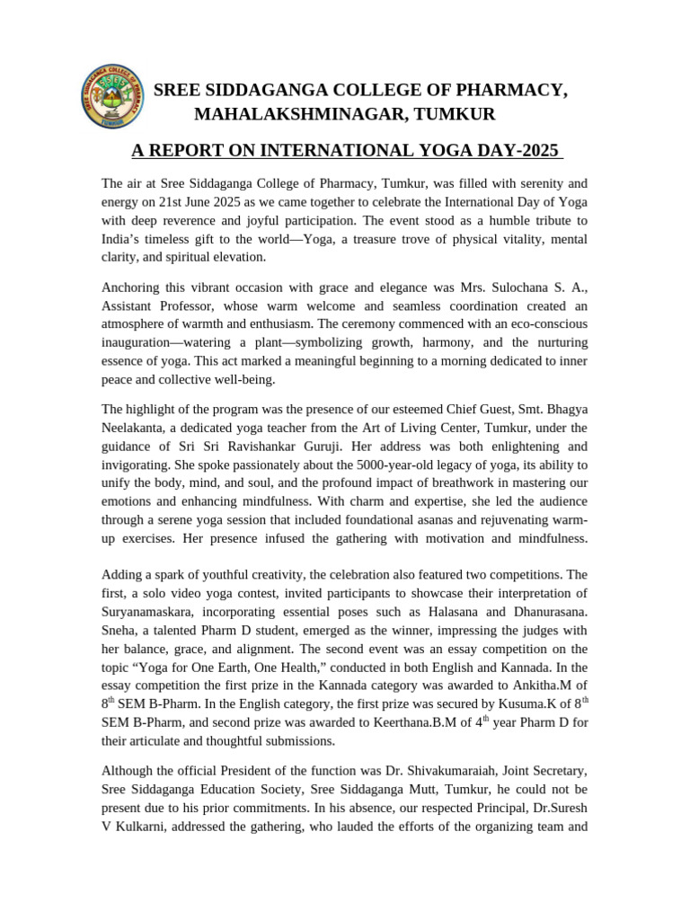 Enhanced International Yoga Day Report SSCPT 2025 Final | PDF ...