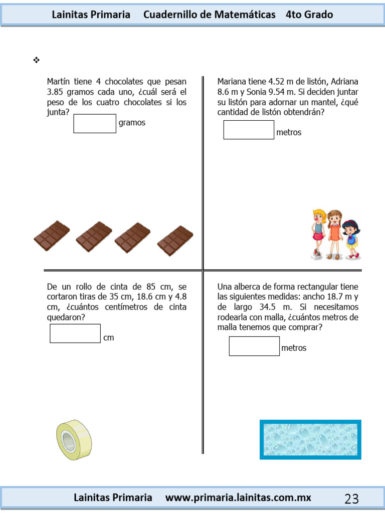 Cuadernillo de Matemáticas 4to Grado PDF | PDF