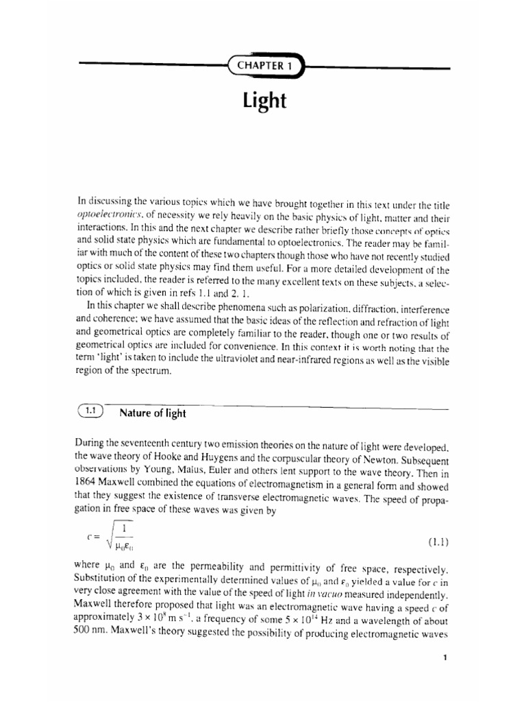 UNIT-1 Elements of Light and Solid State Physics | PDF
