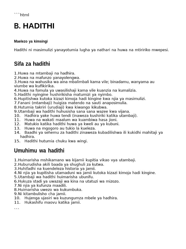 B. Hadithi | PDF