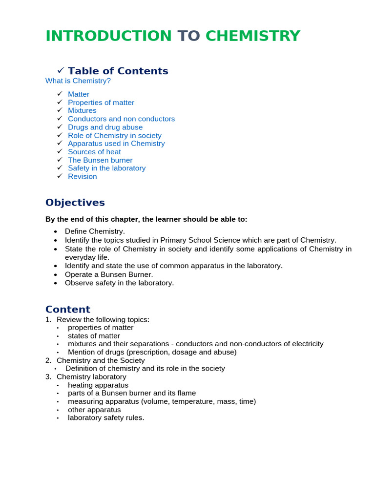 1.1 Introduction To Chemistry | PDF | Substance Abuse | Chemistry
