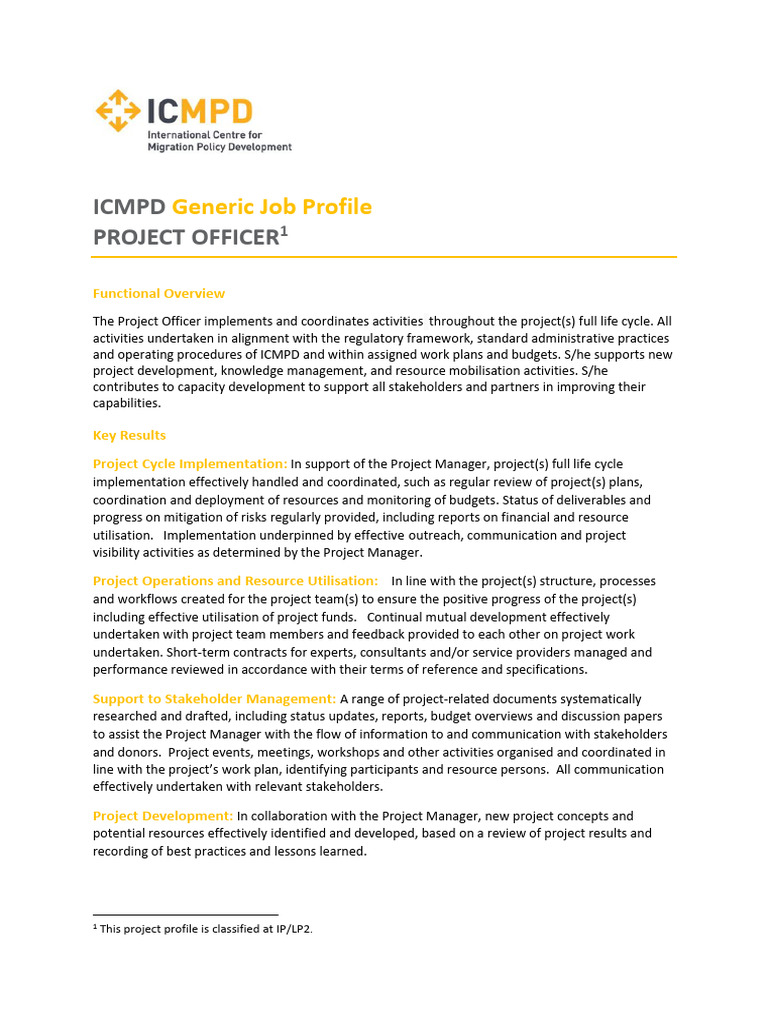 Project Officer Job Profile Overview | PDF | Communication | Business