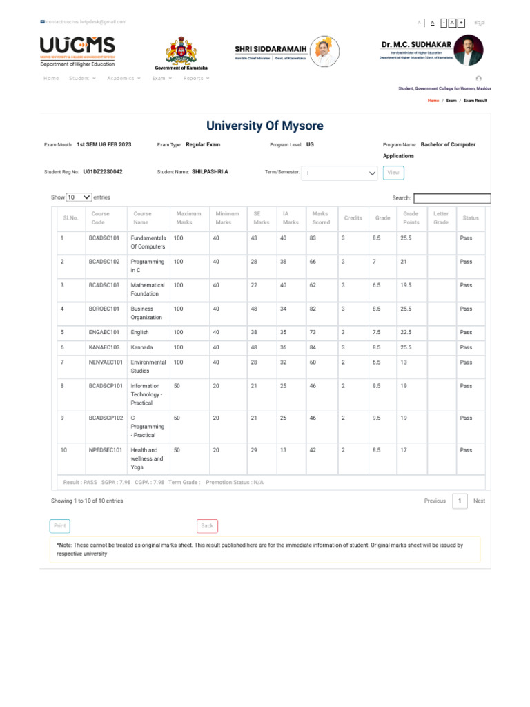 1st Sem Marks Card-Merged | PDF | Educational Stages | Computing