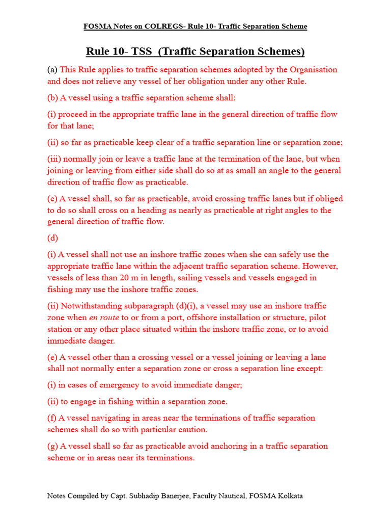 COLREG Rule 10 - Traffic Separation Schemes | PDF | Traffic | Shipping