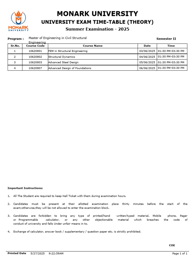 Master of Engineering in Civil Structural Sem-2 | PDF