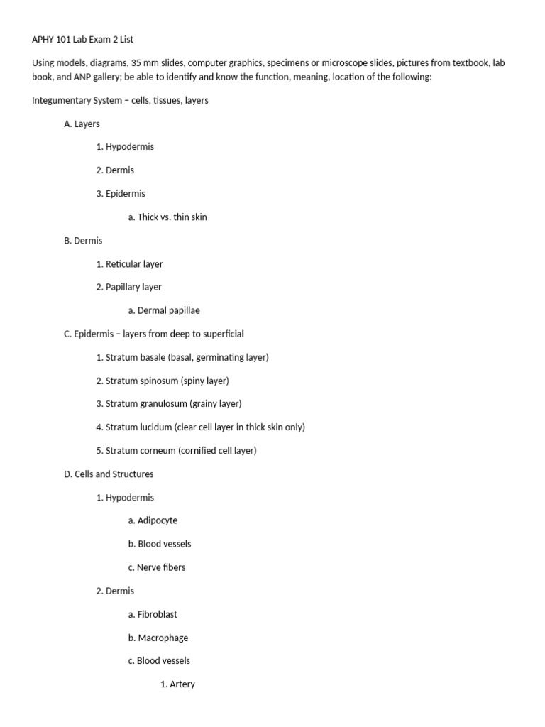 APHY 101 Lab Exam 2 Structures and Parts | PDF | Anatomical Terms Of ...