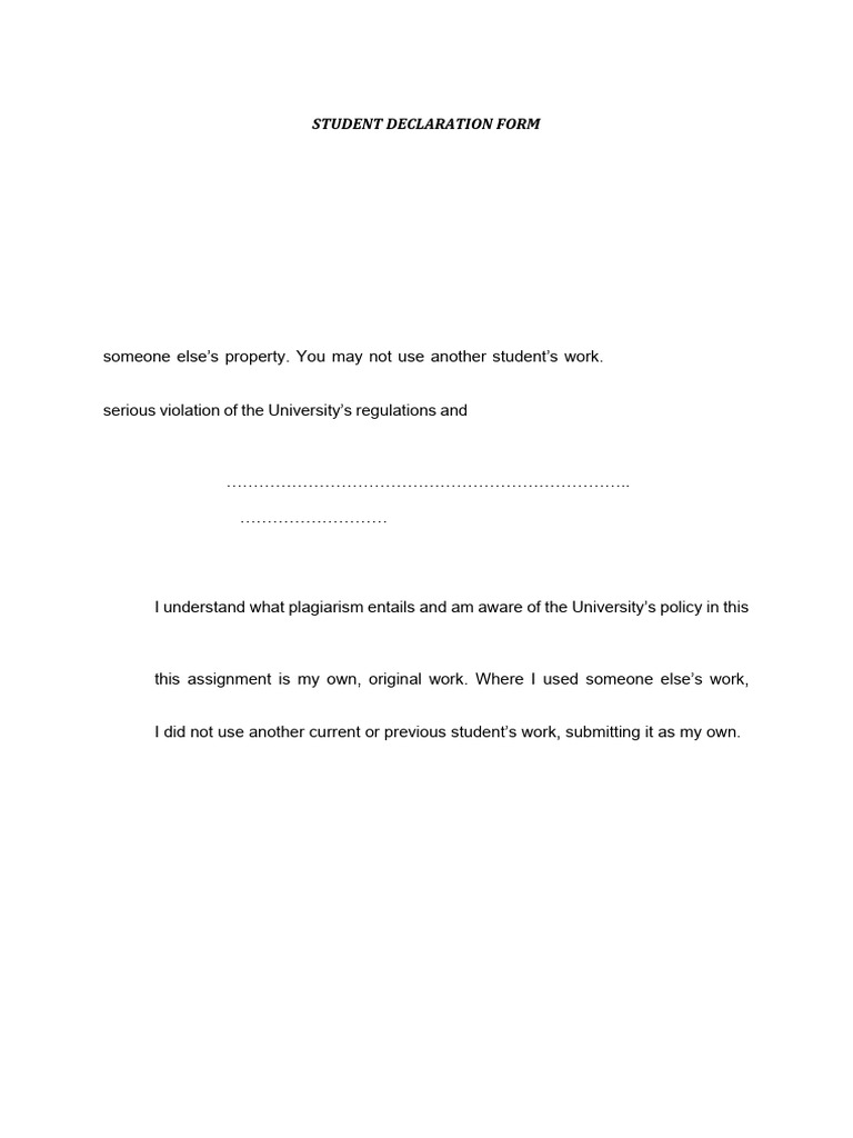 Student Declaration Form | PDF