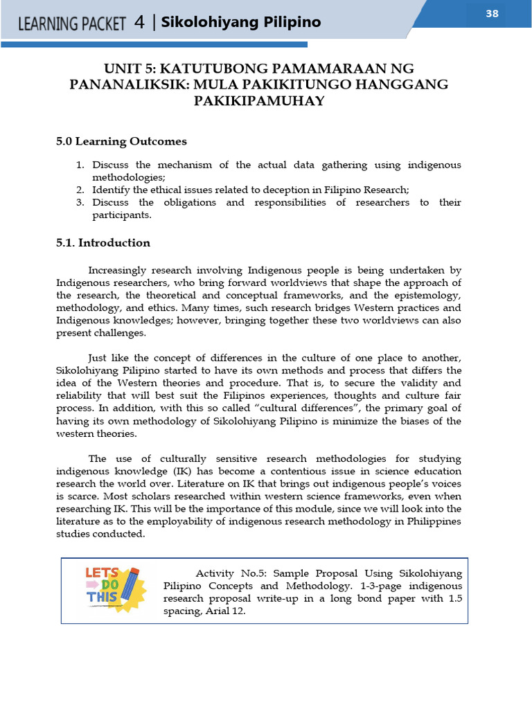 LP4 Sikolohiyang Pilipino | PDF | Methodology | Psychology