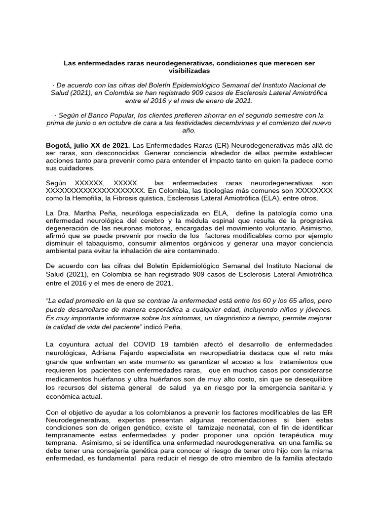 Comunicado ERNeurodegenerativas - Biogen | PDF | Ciencias de la Salud | Enfermedades y trastornos