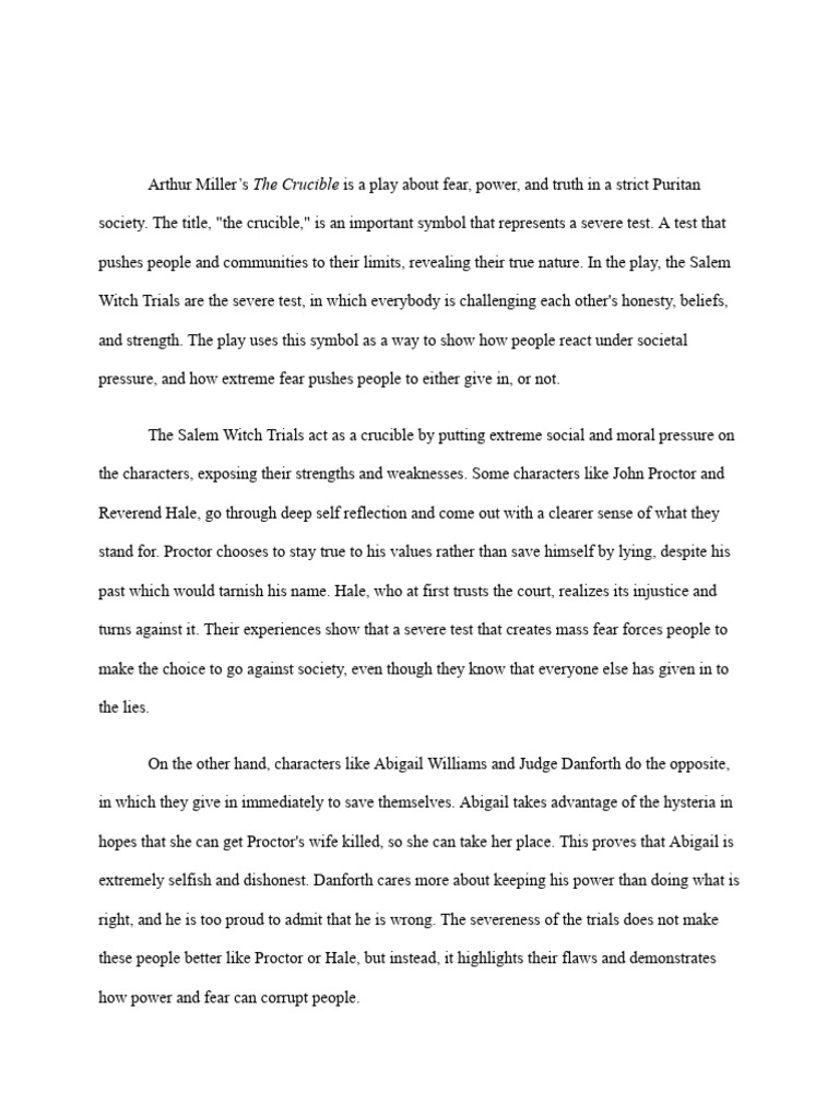How The Crucible Is About Fear, Power, and The Truth | PDF