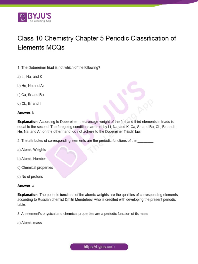 Chapter-5-Periodic-Classification-Of-Elements CLASS 10TH | PDF ...