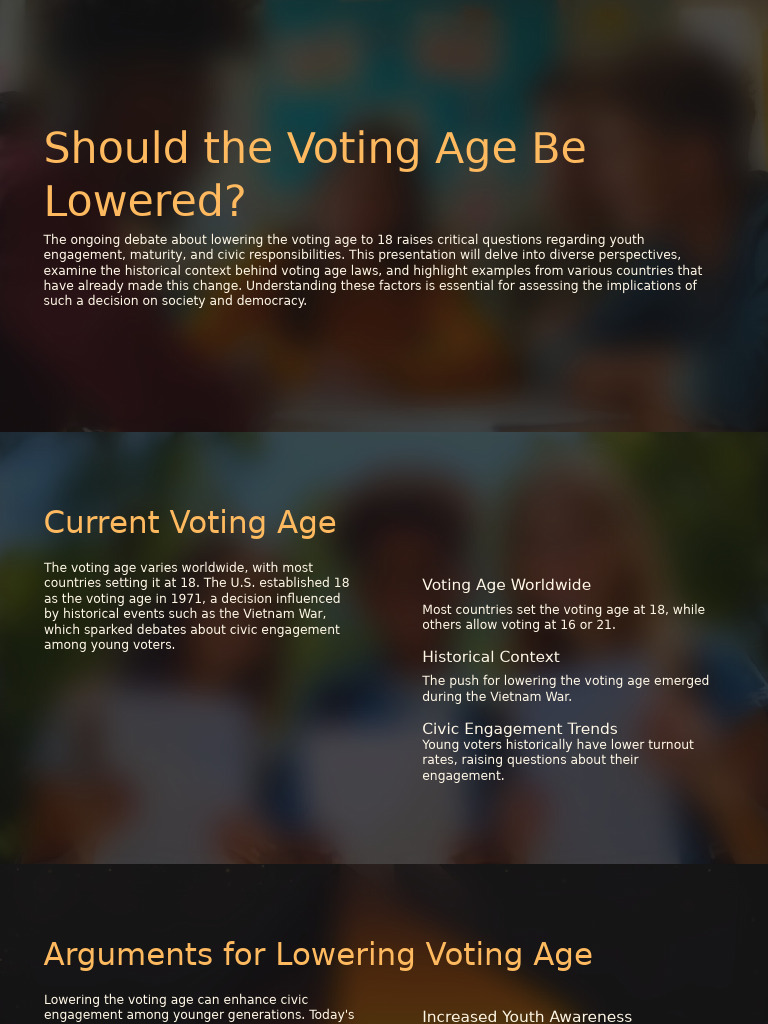 Lowering the Voting Age Debate | PDF | Civic Engagement | Voting