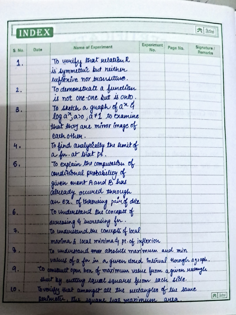 Maths Practical File Class 12-1 | PDF