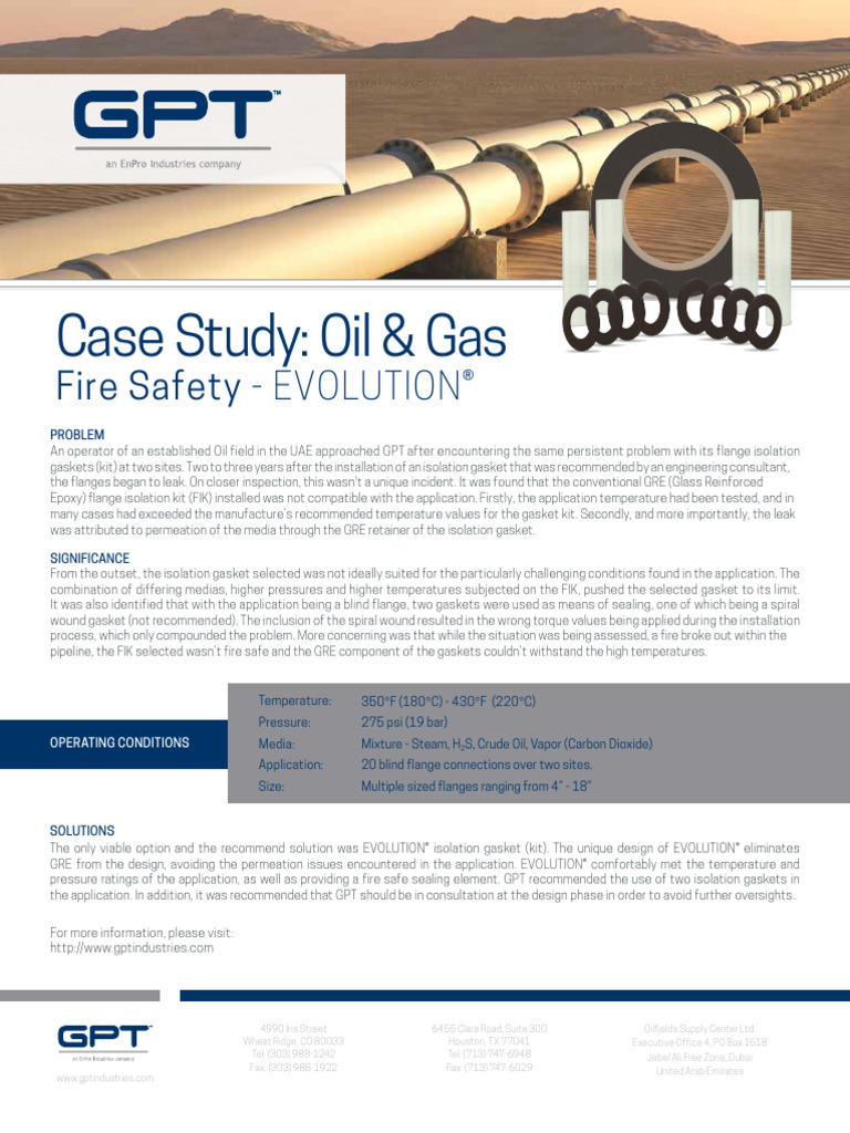 Evolution Gasket Case Study: Oil & Gas | PDF | Gases