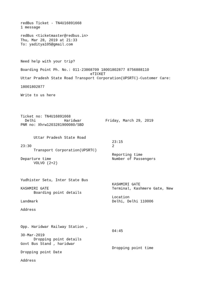 IRCTC Sample Ticket Format | PDF | Ticket (Admission)