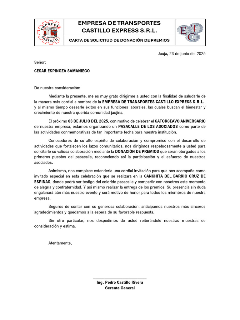 Solicitud de Donacion 03 | PDF