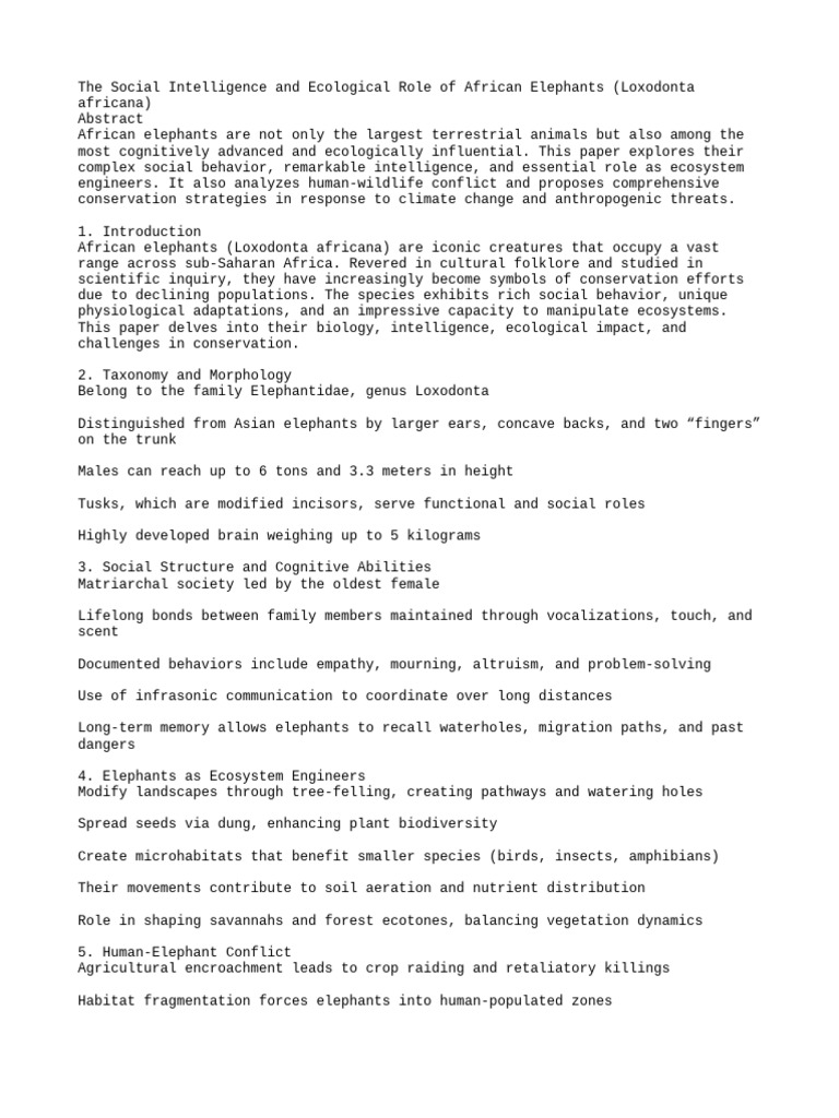 African Elephant Research | PDF | Elephant | Conservation Biology