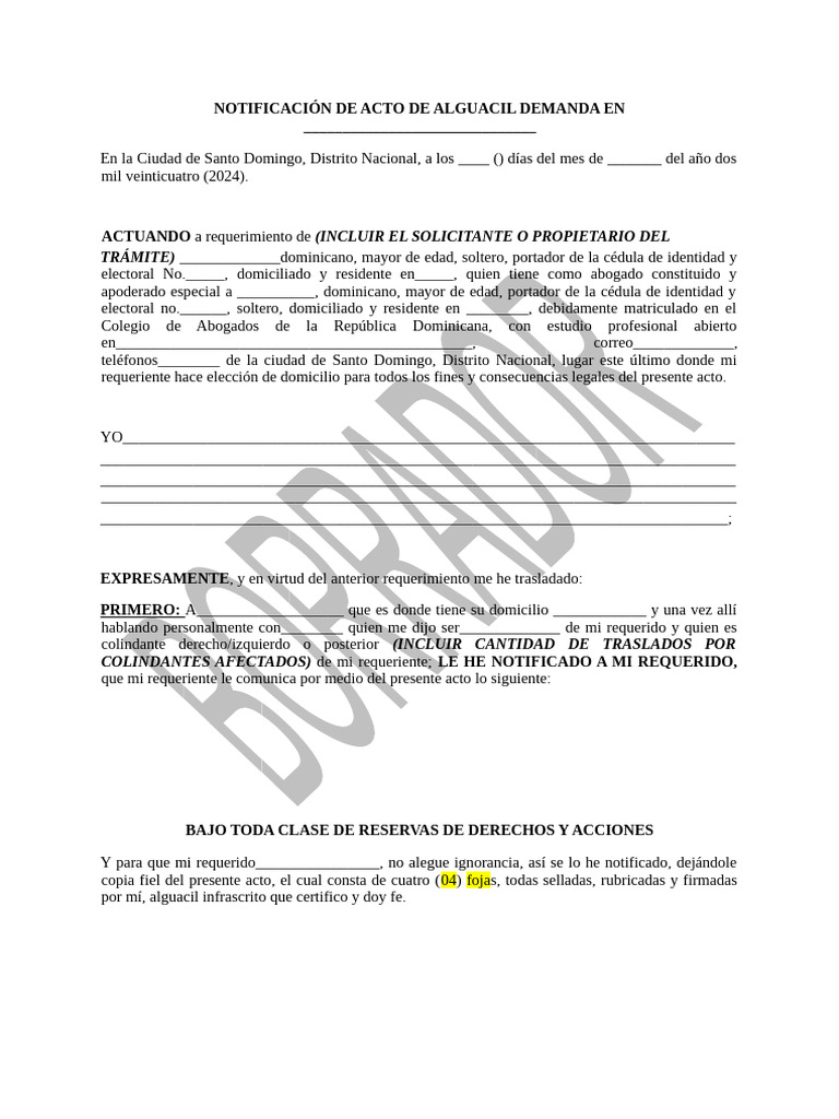 Notificación de Acto de Alguacil 2024 | PDF