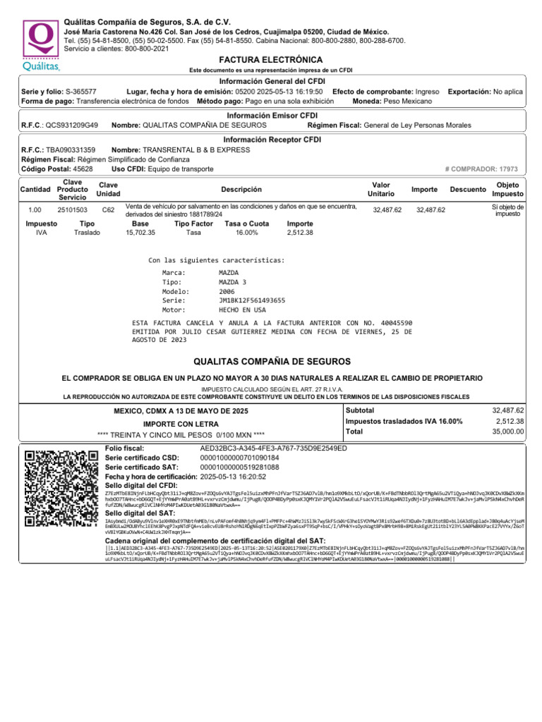 Factura Mazda | PDF | Factura