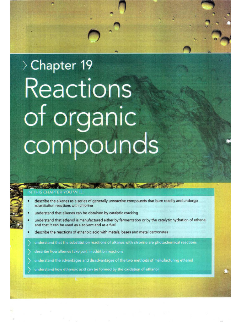 Chapter 19 Reaction of Organic Compounds | PDF