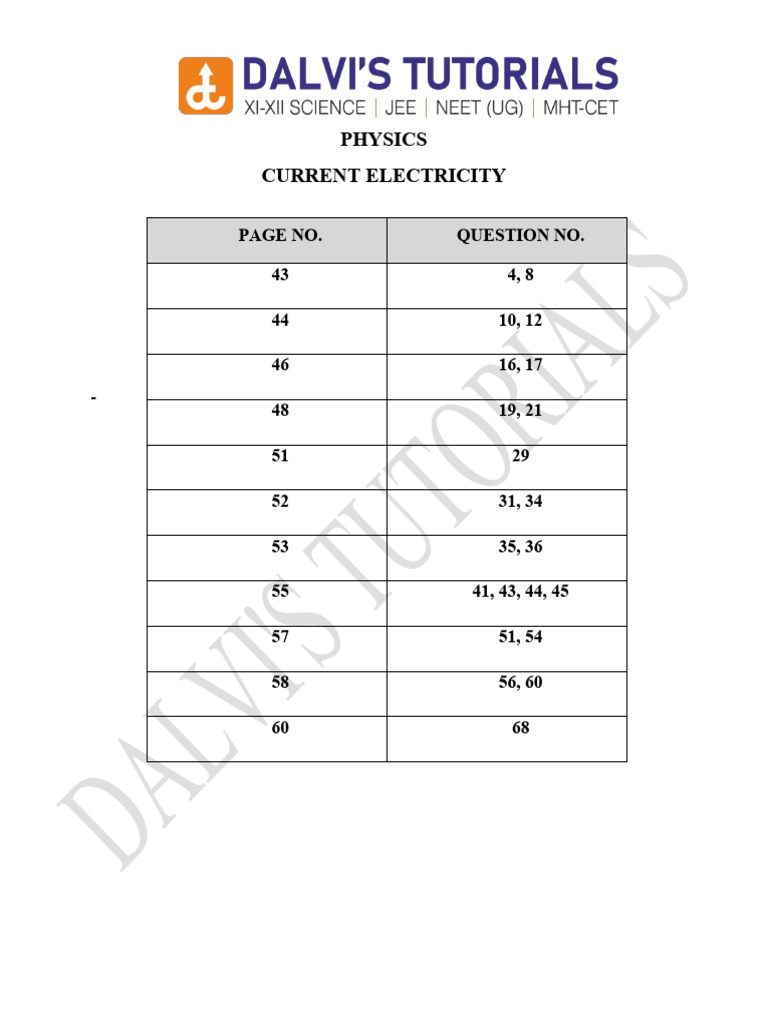 Physics - Current Electricity - Question Bank | PDF