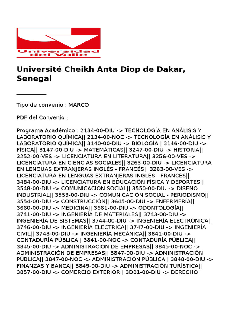 Université Cheikh Anta Diop de Dakar | PDF | Science