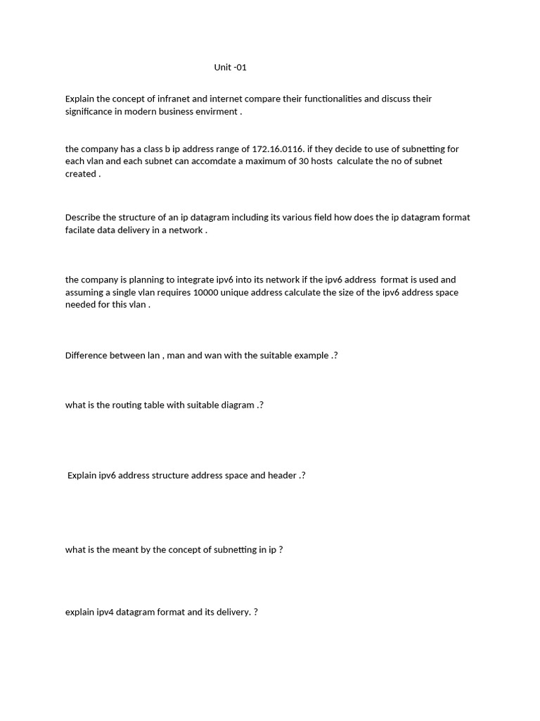 WMC Que Documnet | PDF | Internet Protocols | I Pv6