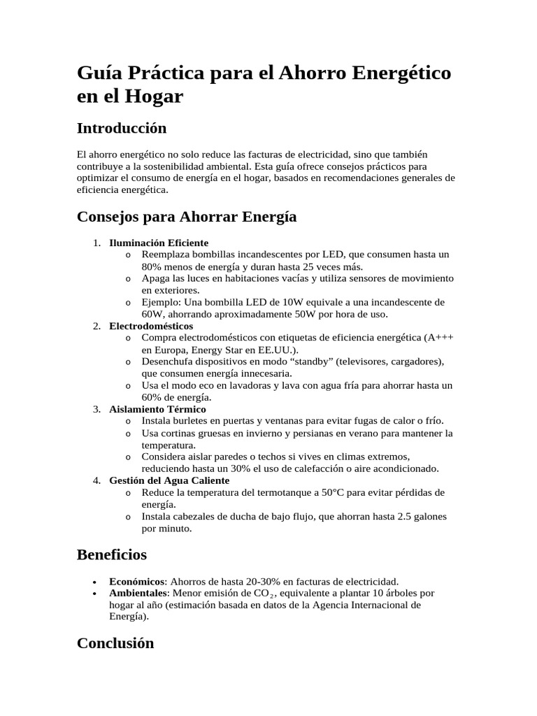 Guía Práctica para El Ahorro Energético en El Hogar | PDF