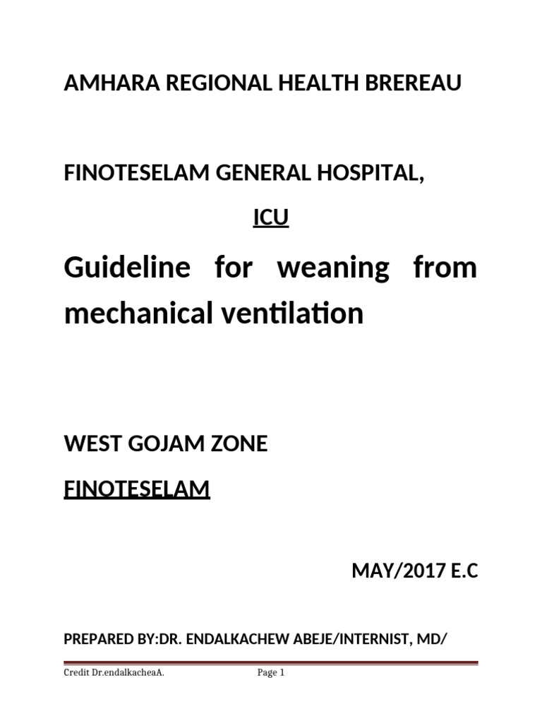 Weaning from Mechanical Ventilation Guidelines | PDF | Intensive Care ...