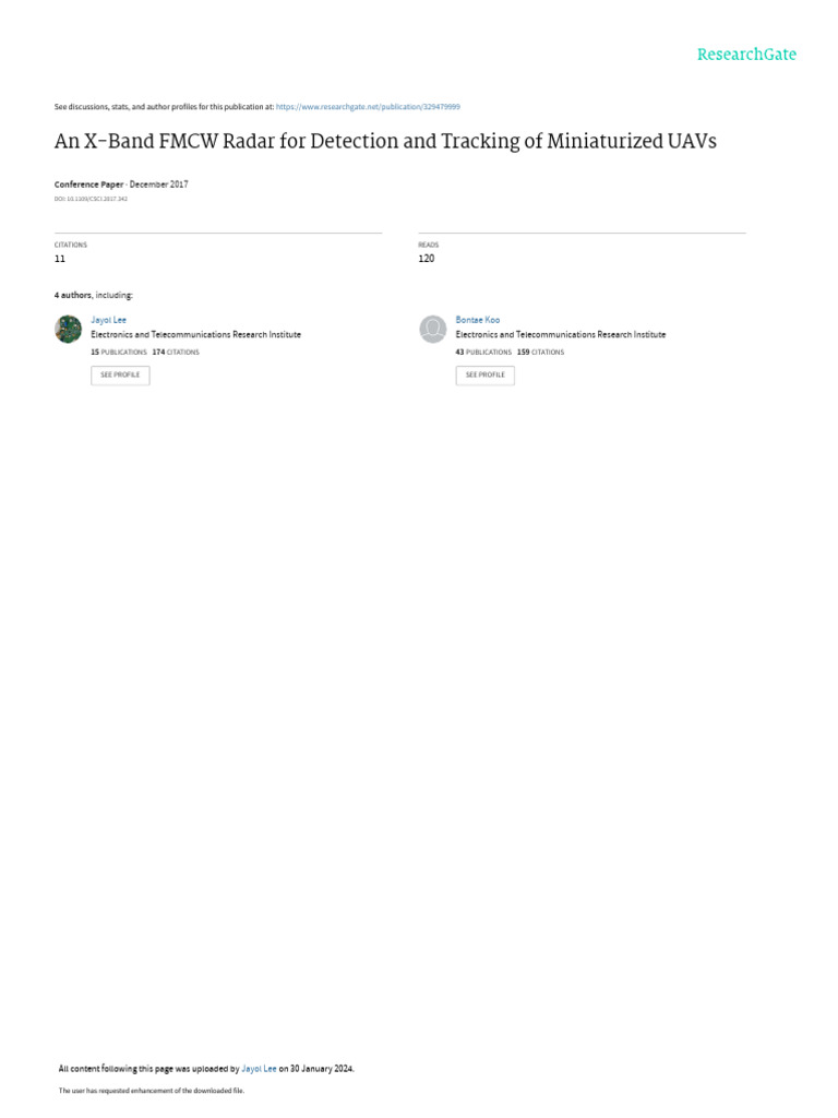 An X Band FMCW Radar For Detection and Tracking of Miniaturized UAVs | PDF | Radar | Radio ...