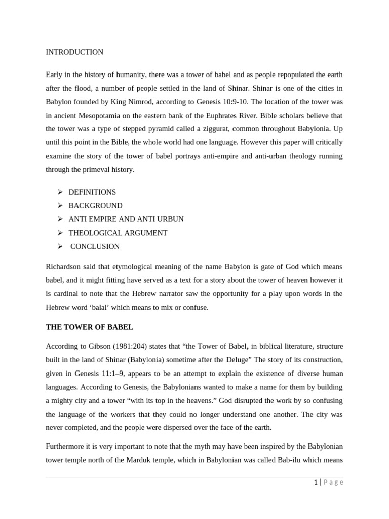 Laban Chisala. Babel Assgn. | PDF | Babylon | Religious Belief And Doctrine
