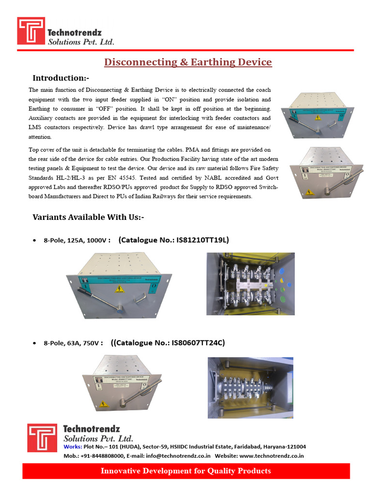 Disconnecting & Earthing Device | PDF