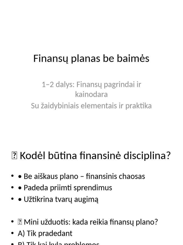 1 2 Dalis Finansu Pagrindai Ir Kainodara Skaidres | PDF