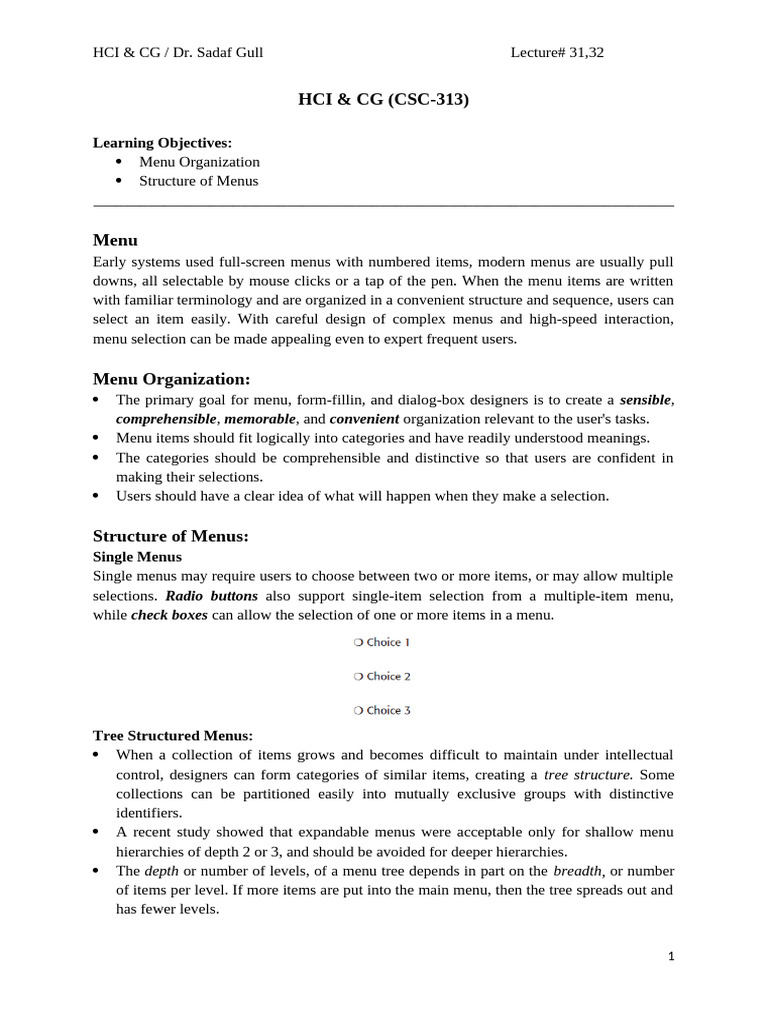 HCICG WK 16 Menus DiaglogBoxes | PDF | Menu (Computing) | Keyboard Shortcut