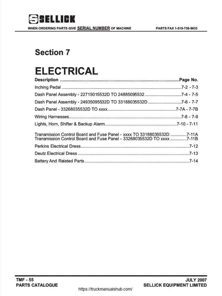 Sellick TMF-55 Parts Catalogue | PDF | Switch | Fuse (Electrical)