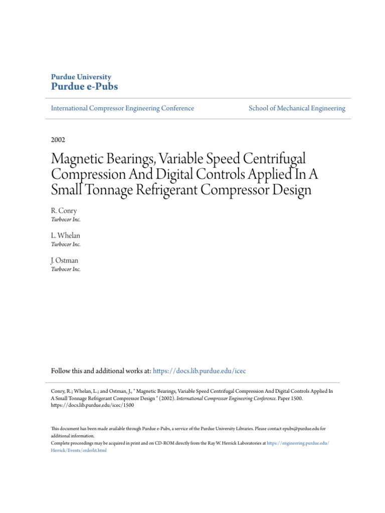 Magnetic Bearings in Refrigerant Compressors | PDF | Electric Motor ...