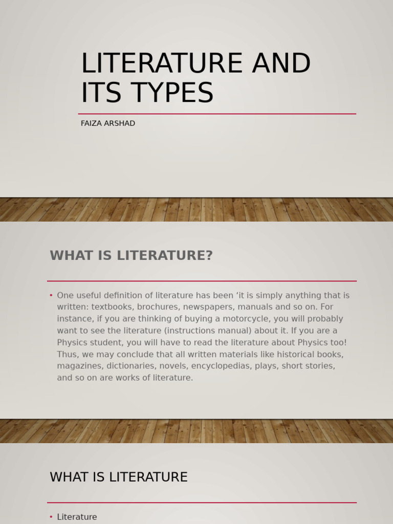 Types and Definitions of Literature | PDF | Poetry | Novels