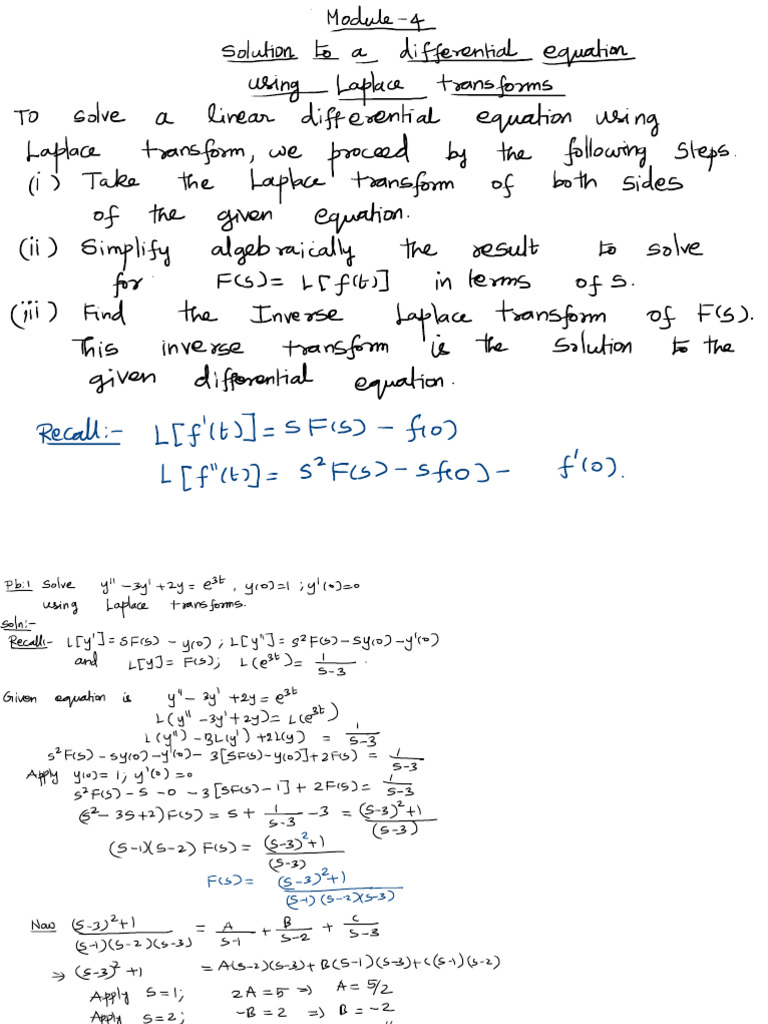 Solution of ODE Using Laplace Transforms | PDF | Ordinary Differential Equation | Differential ...