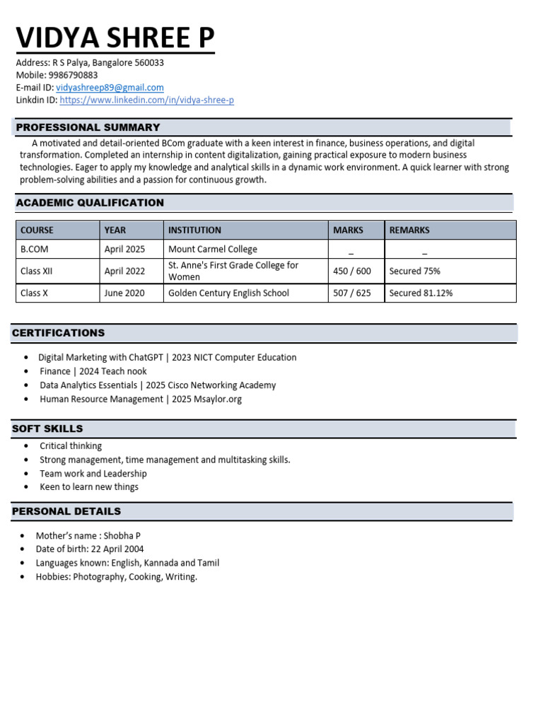 Vidya Shree P - MCC | PDF