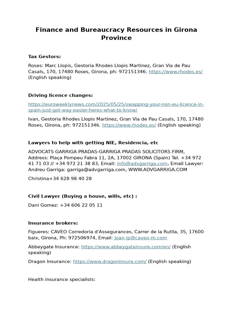 Finance and Burocracy Resources in Girona Province | PDF