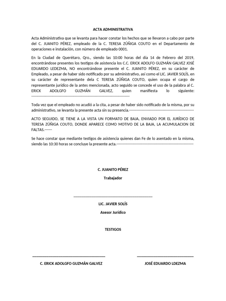Acta Administrativa | PDF