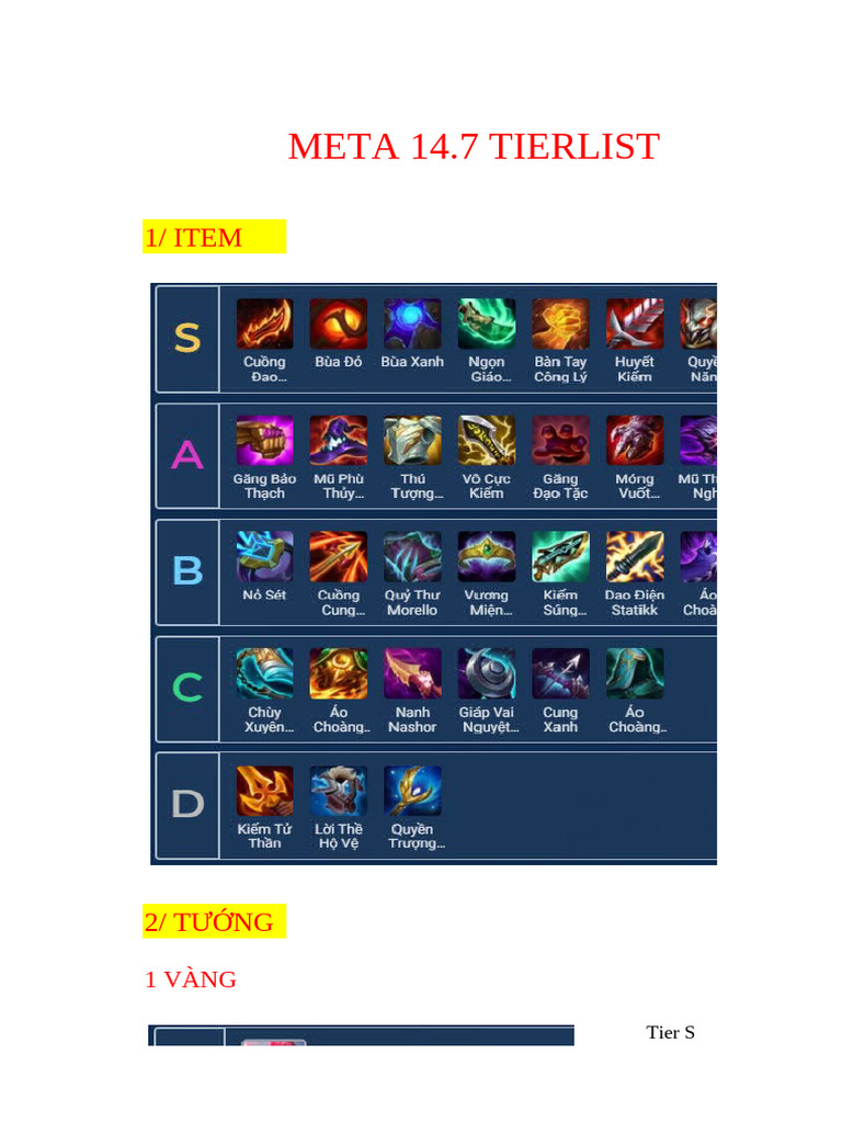 14.7 Tier List | PDF