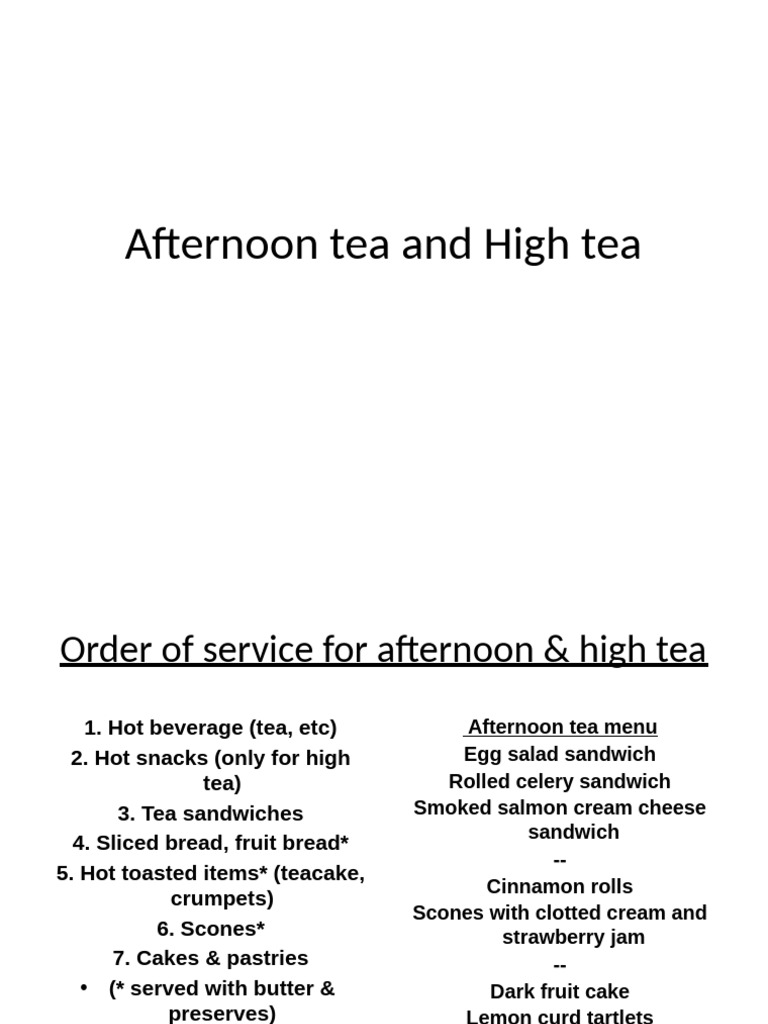Afternoon Tea and High Tea | PDF | Scone | Cakes