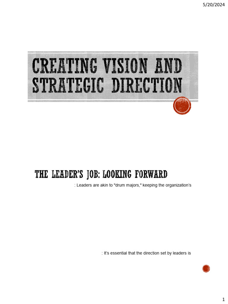 Creating Vision and Strategic Direction - PS-17 | PDF | Goal | Business
